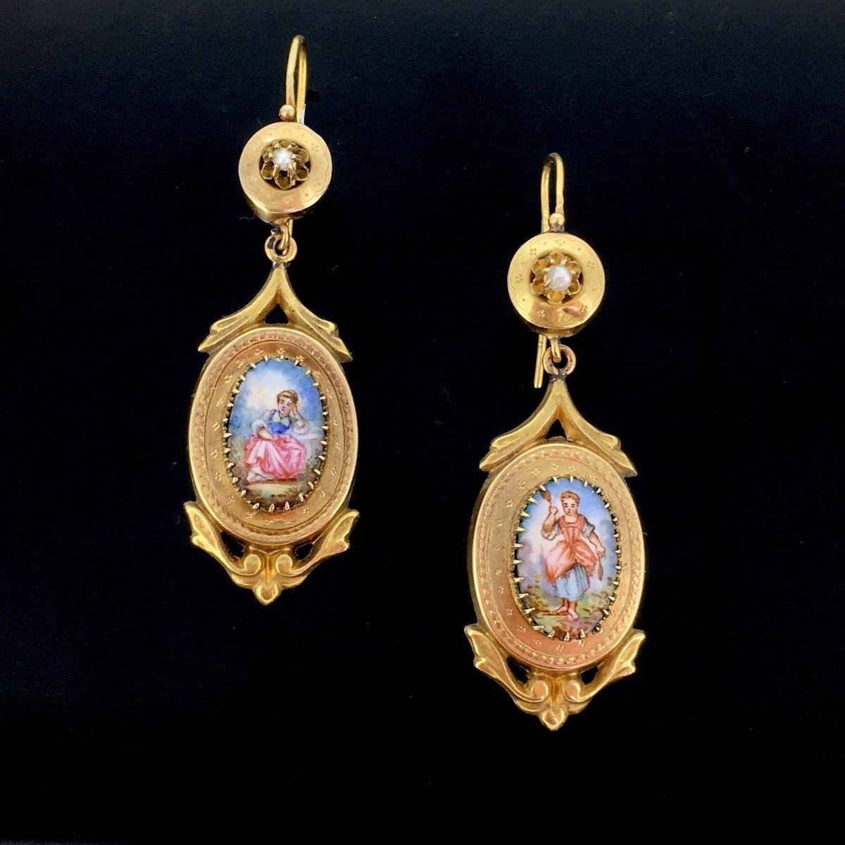 Antique French Victorian Enamel Earrings | Heritagem
